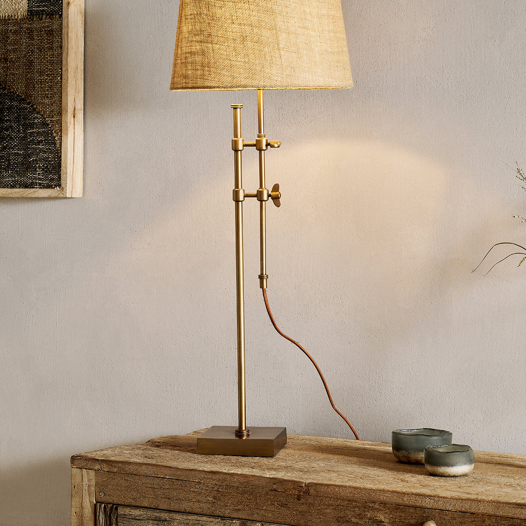 Chintala Iron Table Lamp, Antique Brass — Kayu Home