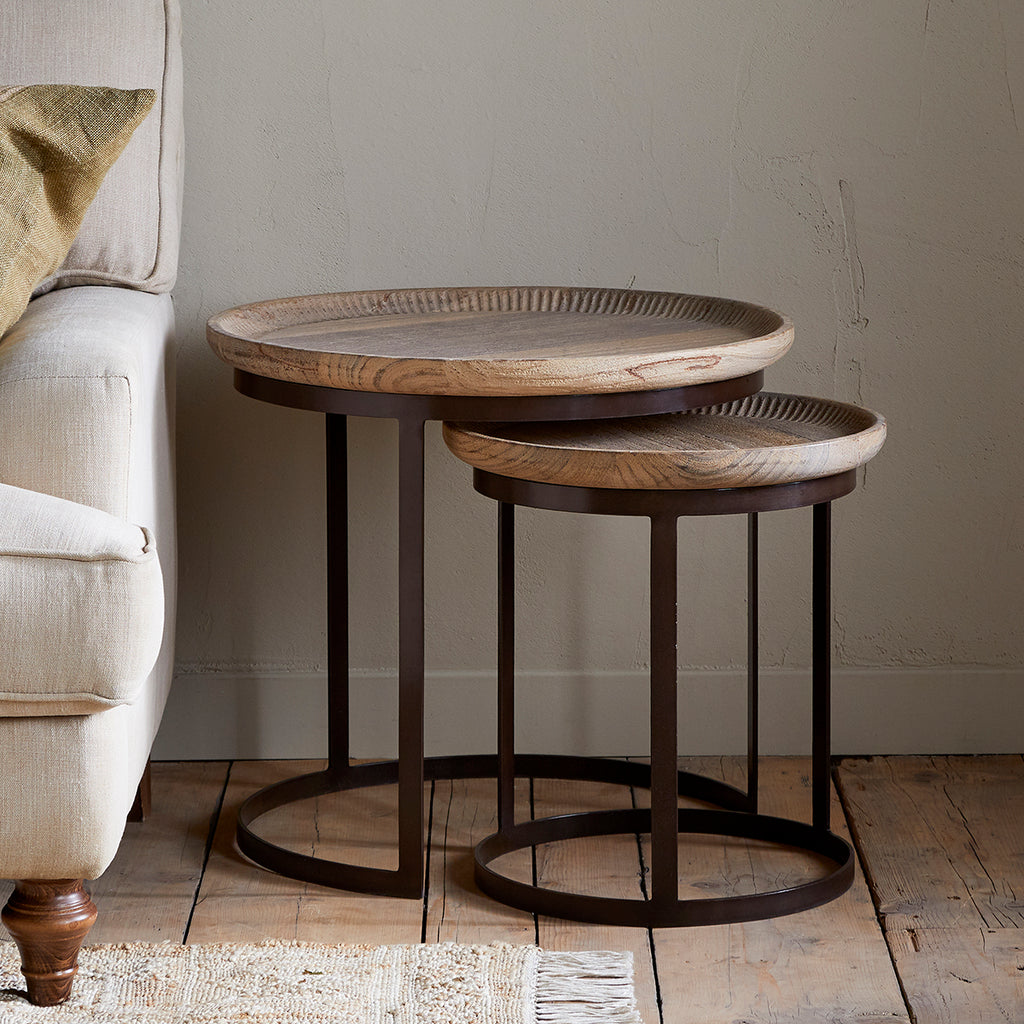 Nisha Reclaimed Wood and Iron Nesting Side Tables — Kayu Home