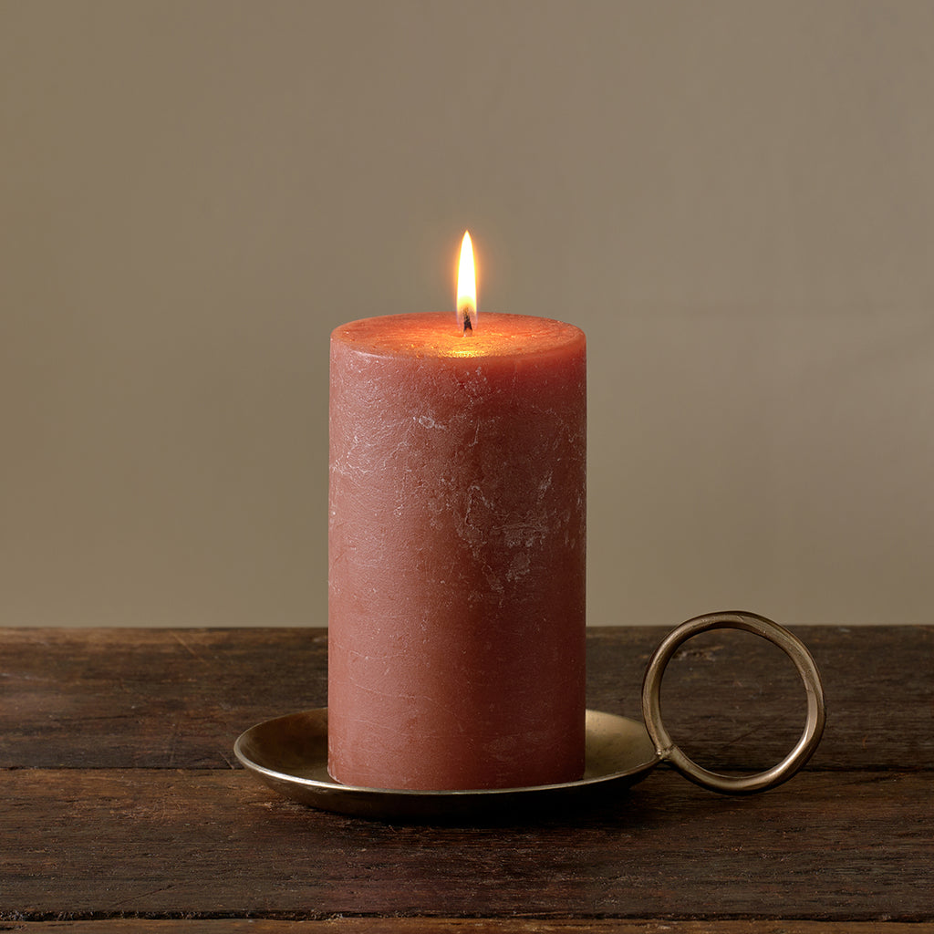 Rustic Pillar Candle, Rust — Kayu Home