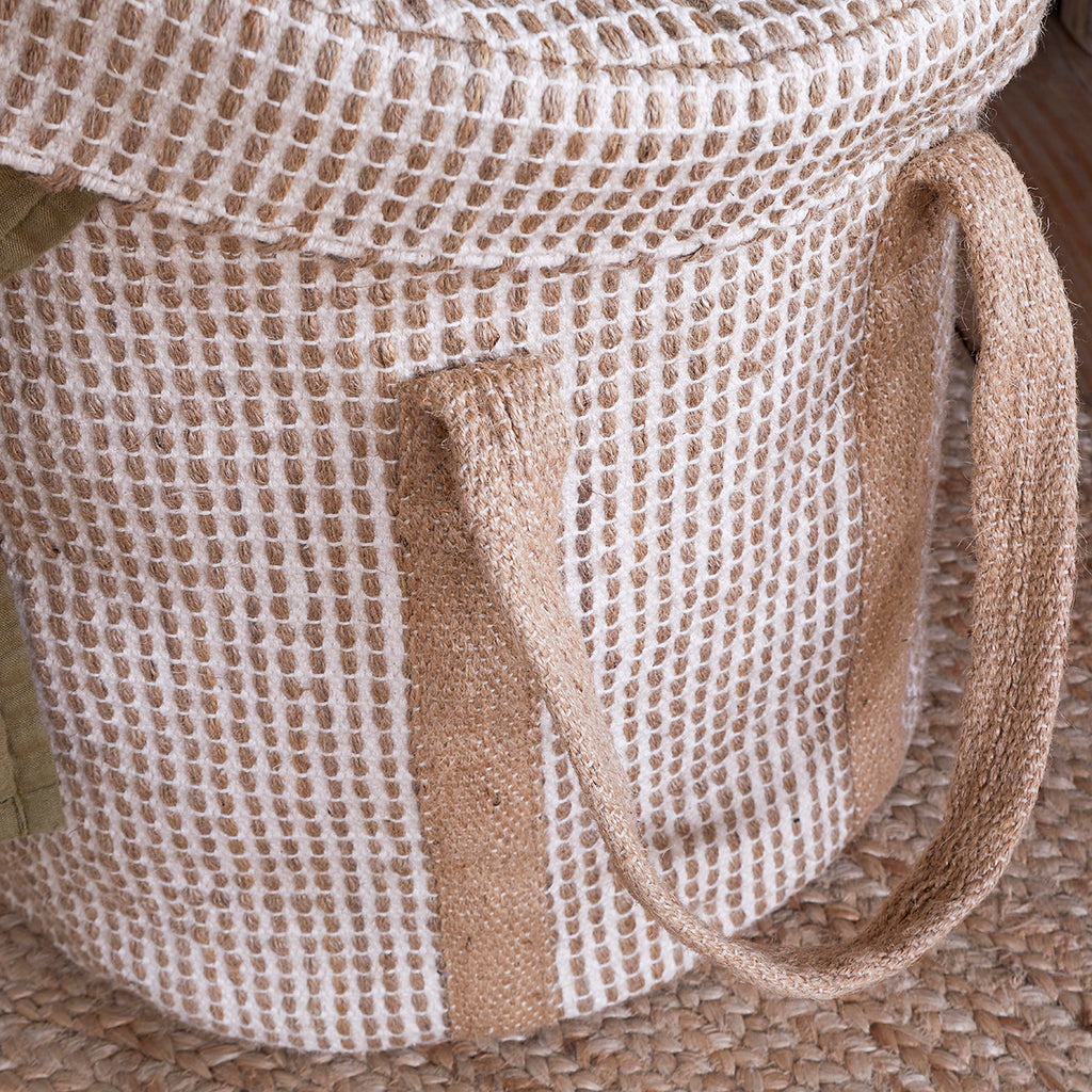 Rohia Laundry Basket, Natural and Cream — Kayu Home