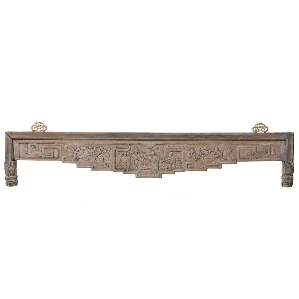 Carved Antique Lintel in Natural Finish — Kayu Home