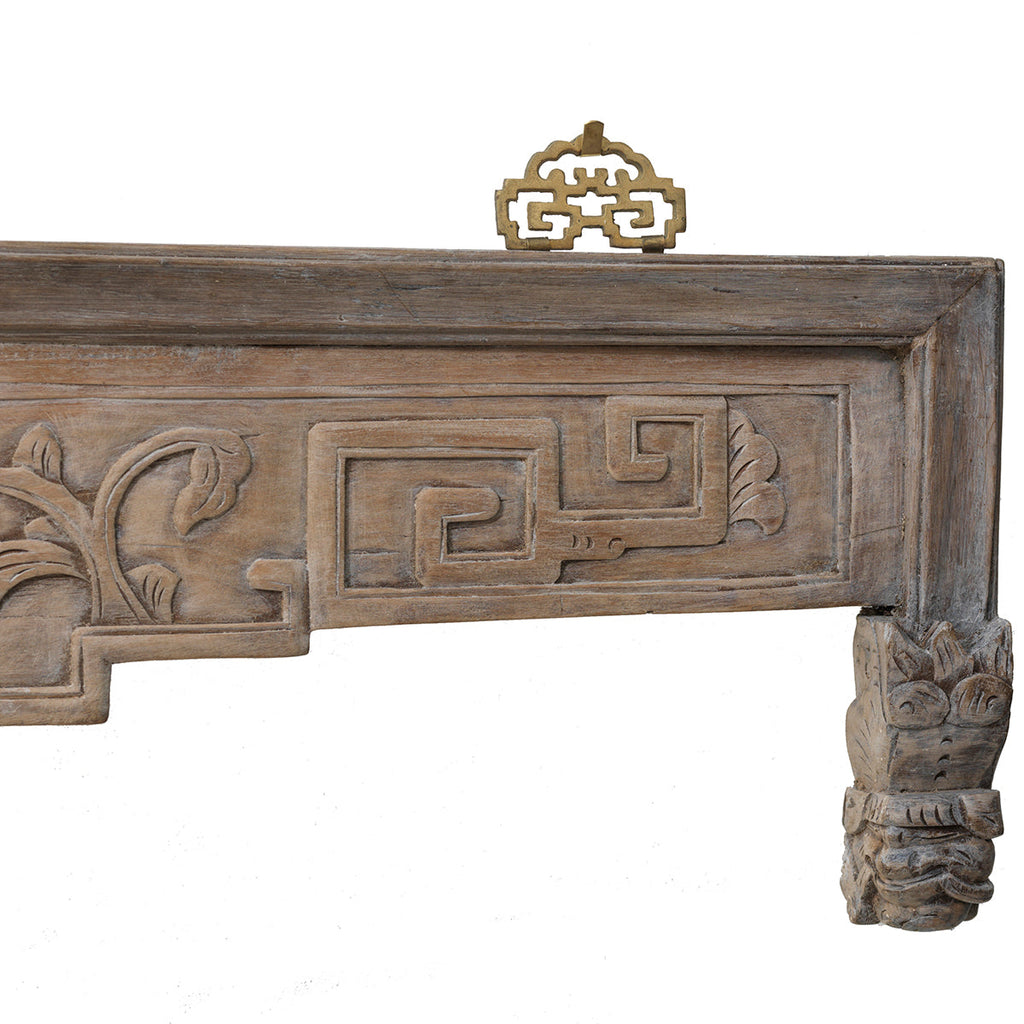 Carved Antique Lintel in Natural Finish — Kayu Home